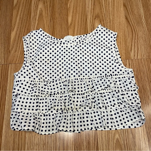 Vintage | Shirts & Tops | Vintage Mcm Black And White Polka Dot Ruffle ...